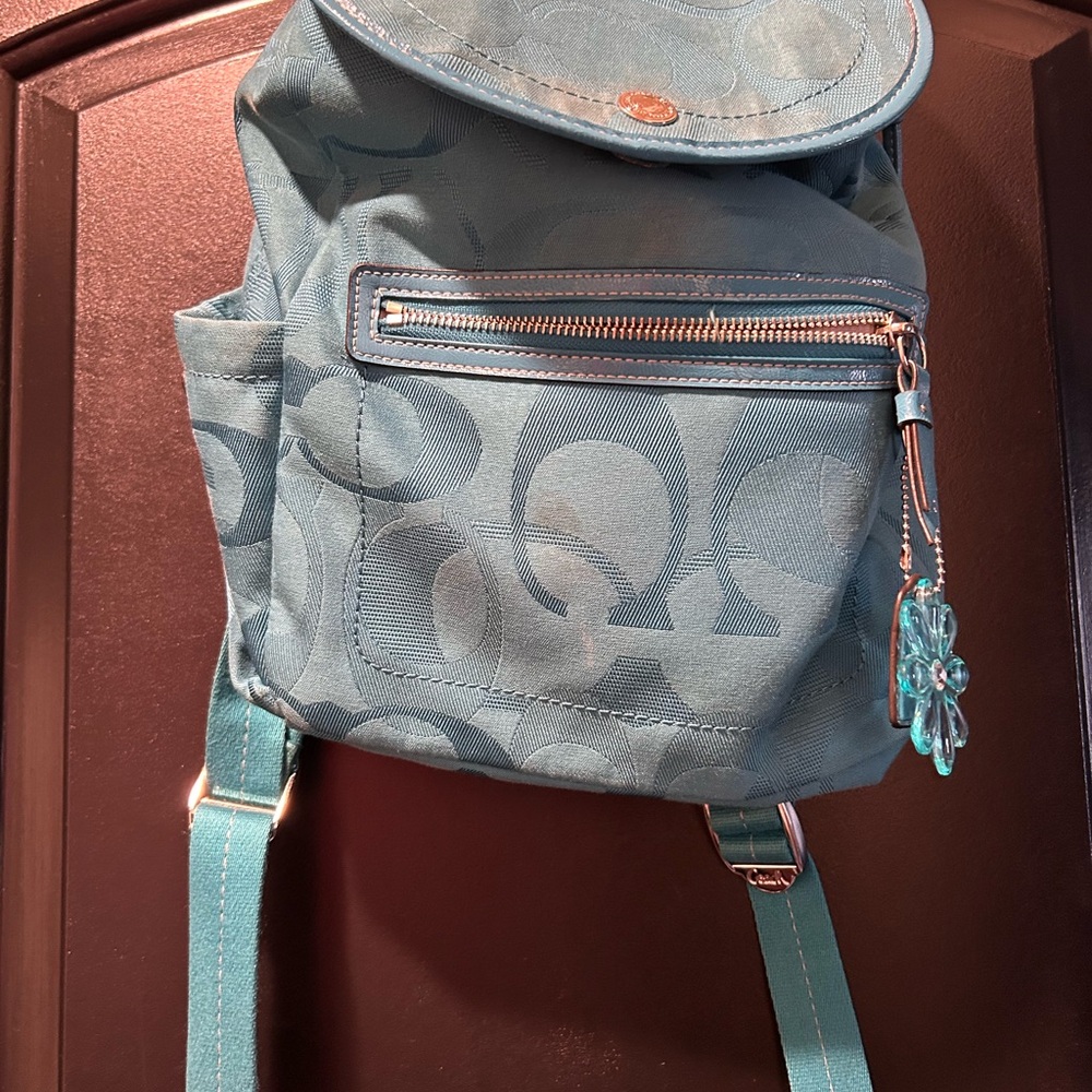 Coach Blue Backpack With Signature Style - Gem